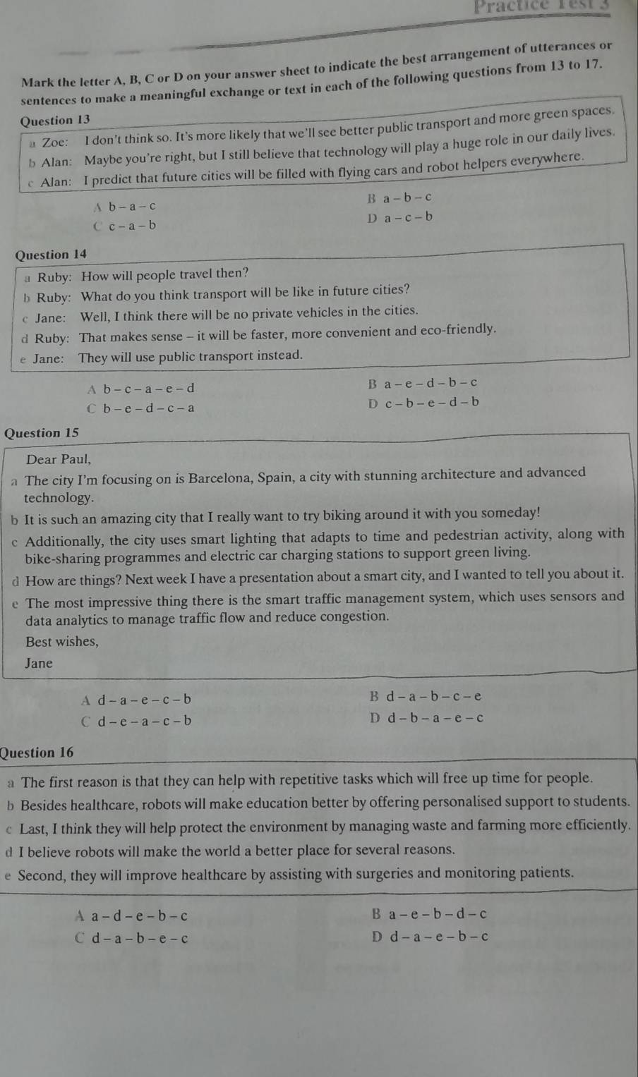 Giải quyết:Practice rest3 Mark the letter A, B, C or D on your answer ...
