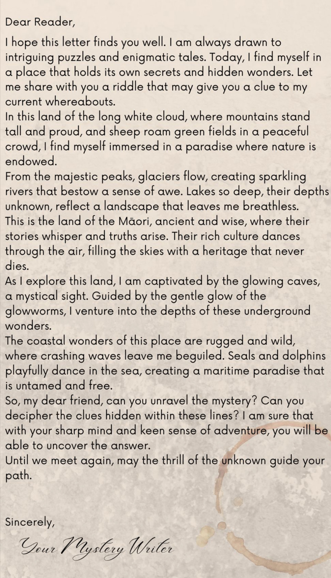 Gelöst:Dear Reader, I hope this letter finds you well. I am always ...