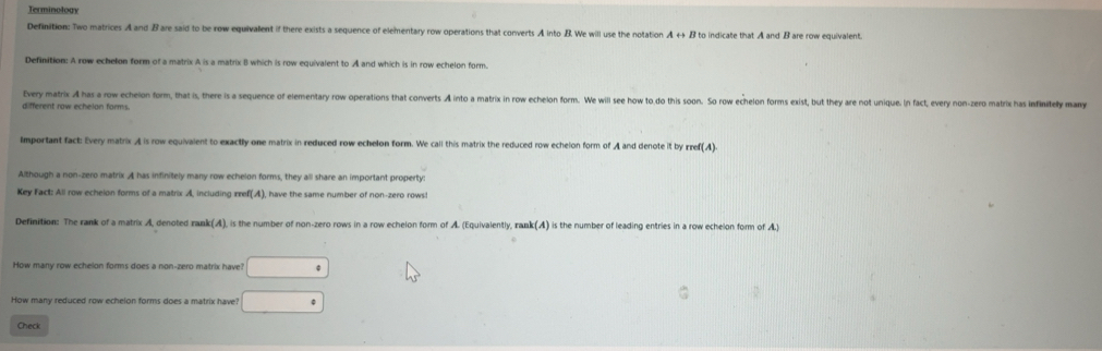 Solved: Terminoloav Definition: Two matrices A and B are said to be row ...