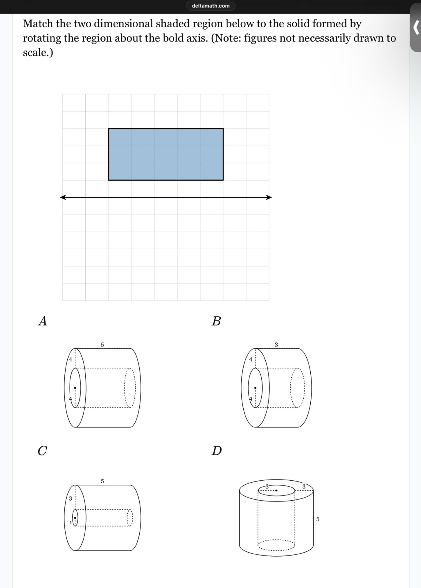 Solved: deltamath.com Match the two dimensional shaded region below to ...