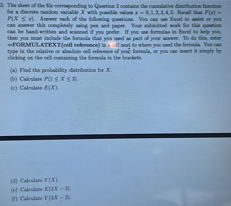 Solved: The sheet of the file corresponding to Question 2 contains the ...