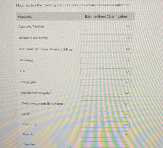 Solved: Match each of the following accounts to its proper balance ...