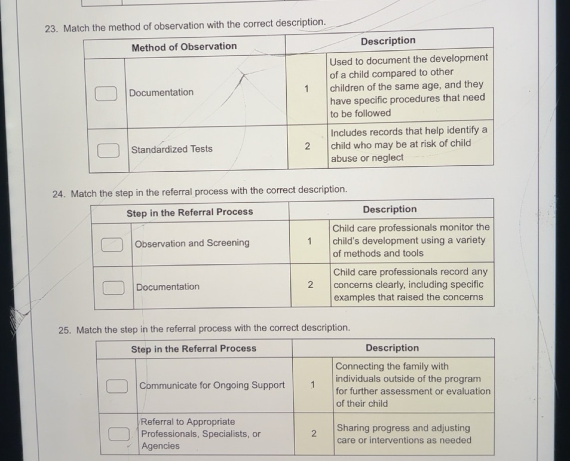 Solved: 2 2the referral process with the correct description. 25. Match ...