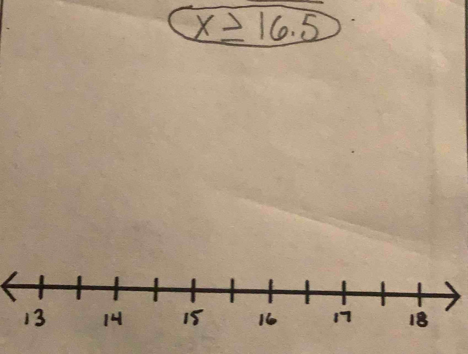 Solved: x≥ 16.5 [Math]