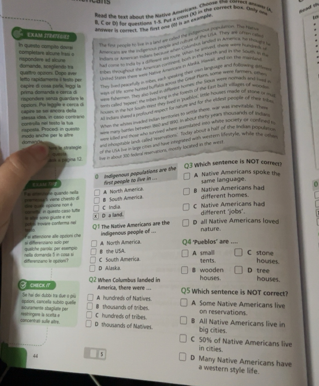 Risolto:Read the text about the Native Americans. Choose the correct ...