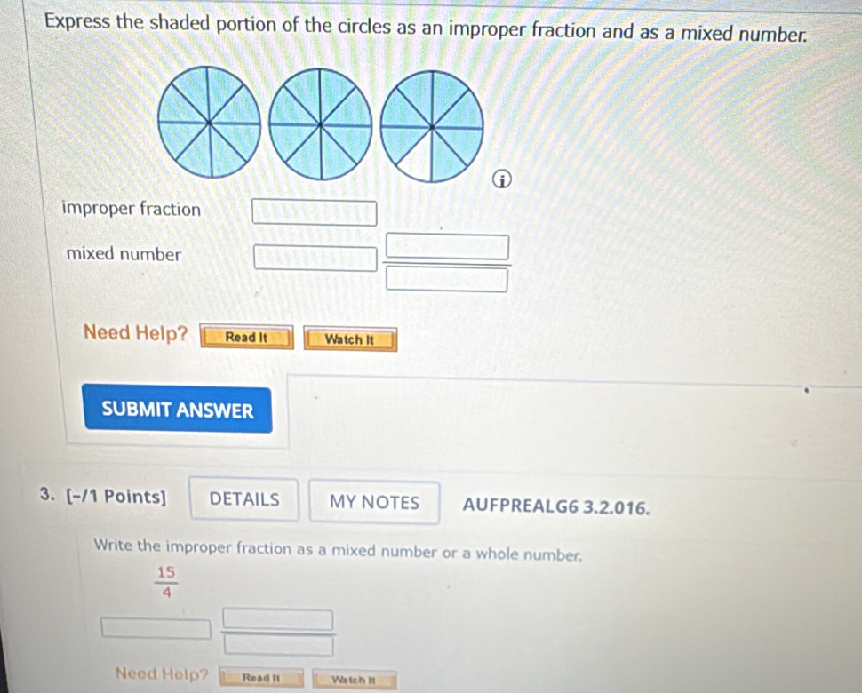 Solved: Express the shaded portion of the circles as an improper ...
