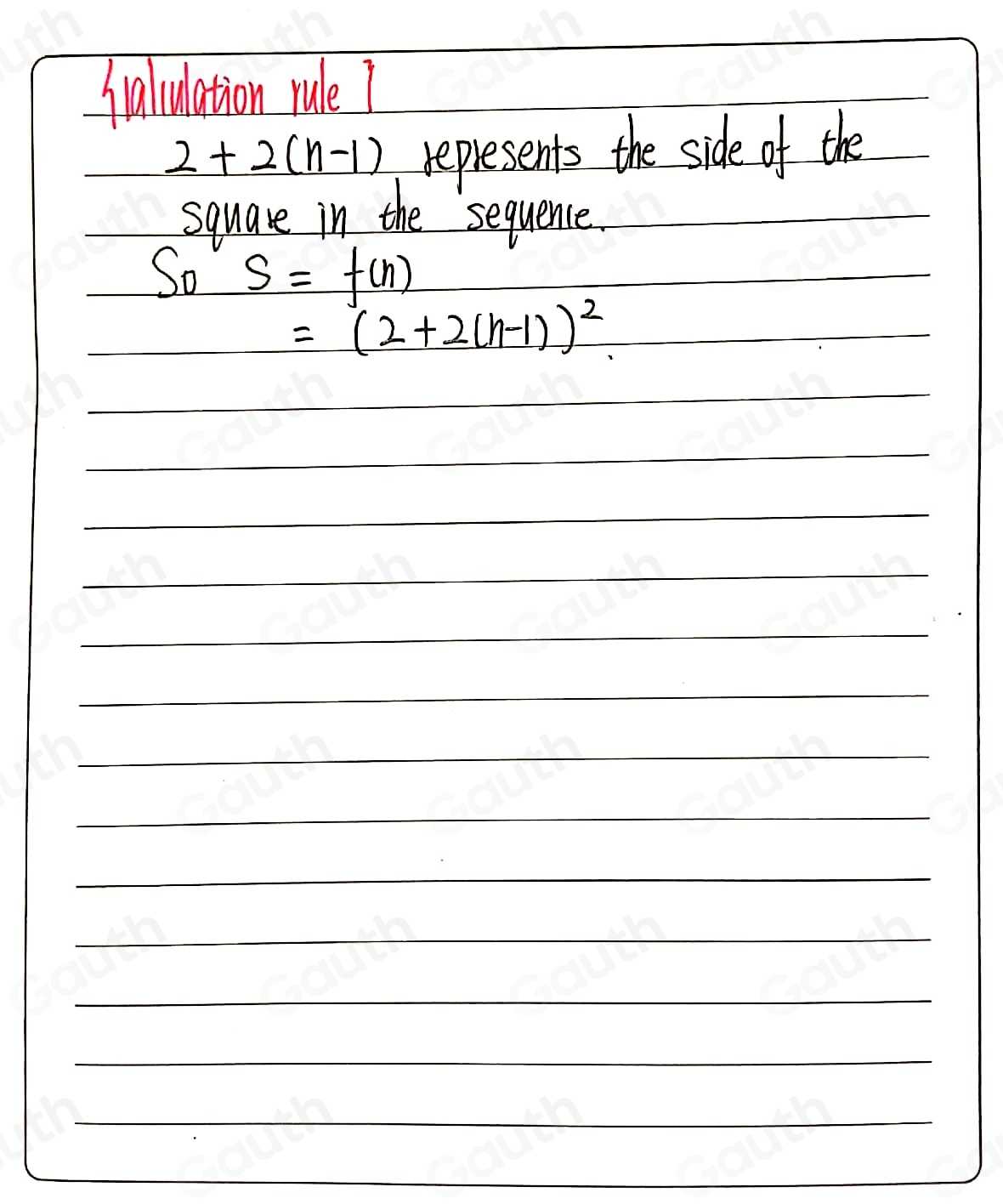 Solved: The figure shows the first three in a sequence of squares. The ...