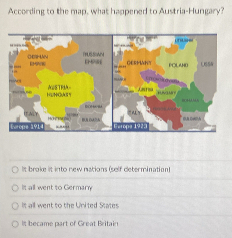 Solved: According to the map, what happened to Austria-Hungary? It ...