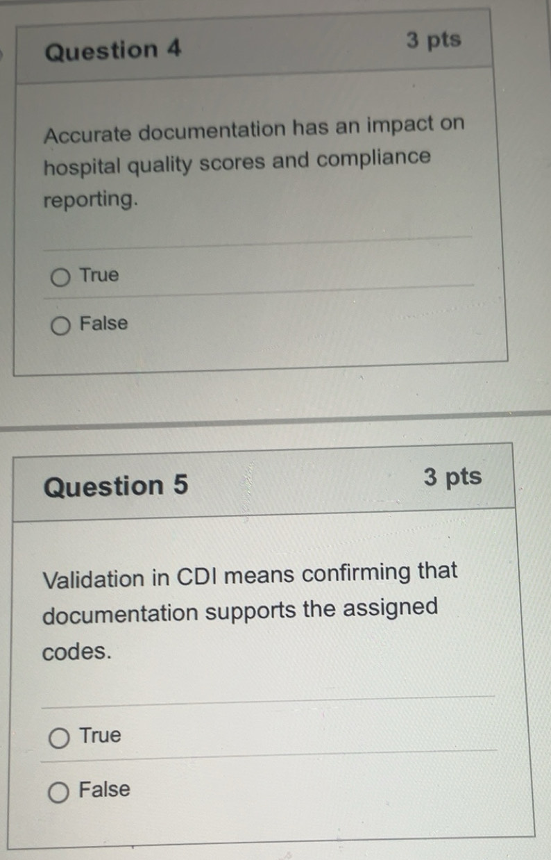 Solved: Accurate documentation has an impact on hospital quality scores and compliance reporting ...