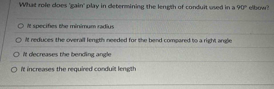 Solved: What role does 'gain' play in determining the length of conduit ...
