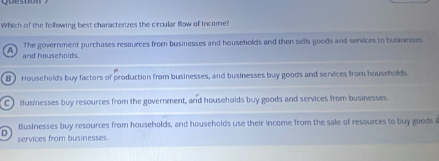 Solved: Question Which of the following best characterizes the circular ...
