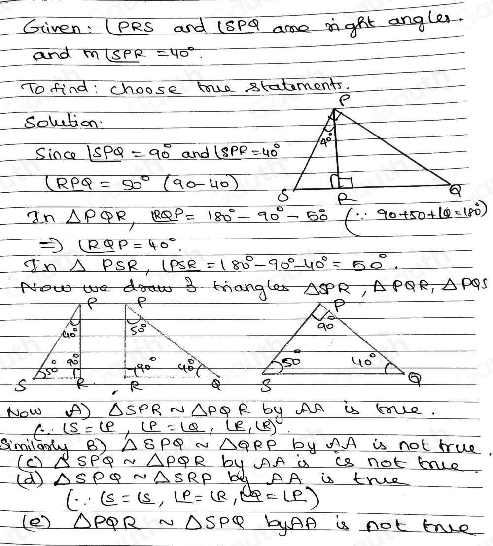 Solved: In the figure shown, ∠ PRS and ∠ SPQ are right angles, and m∠ ...