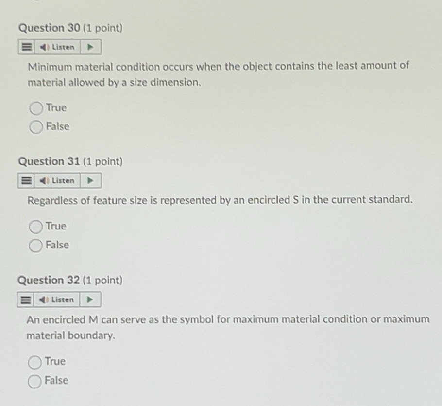 Solved: Listen Minimum material condition occurs when the object ...