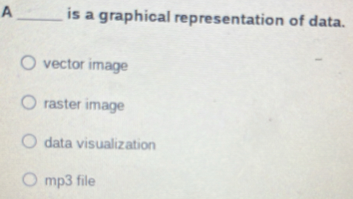 Solved: A_ is a graphical representation of data. vector image raster image data visualization ...