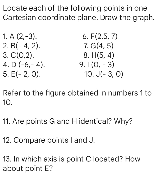 Solved: Locate each of the following points in one Cartesian coordinate ...