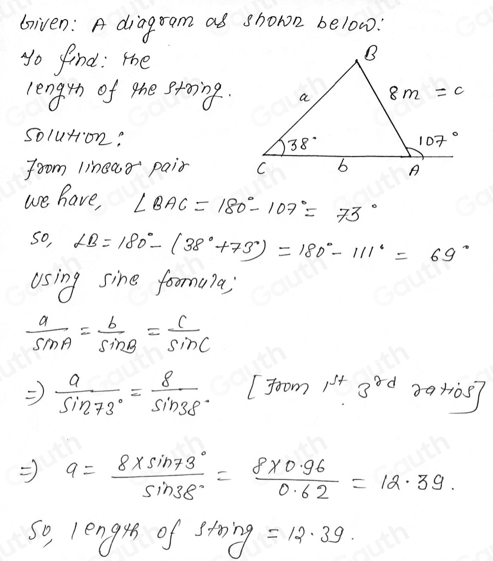 Solved: In each Delta ABC sides a. b. c are onnosite anales A. B. and C ...