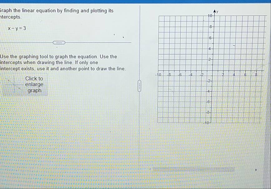 Solved: Graph the linear equation by finding and plotting its tercepts ...