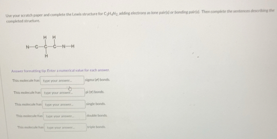 Solved: Use your scratch paper and complete the Lewis structure for C ...