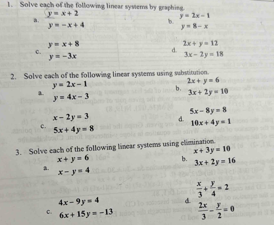 Solved: Solve each of the following linear systems by graphing. y=x+2 y ...