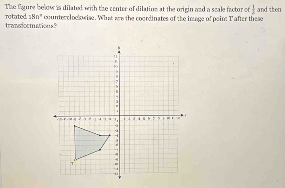 The figure below is dilated with the center of dilation at the origin ...