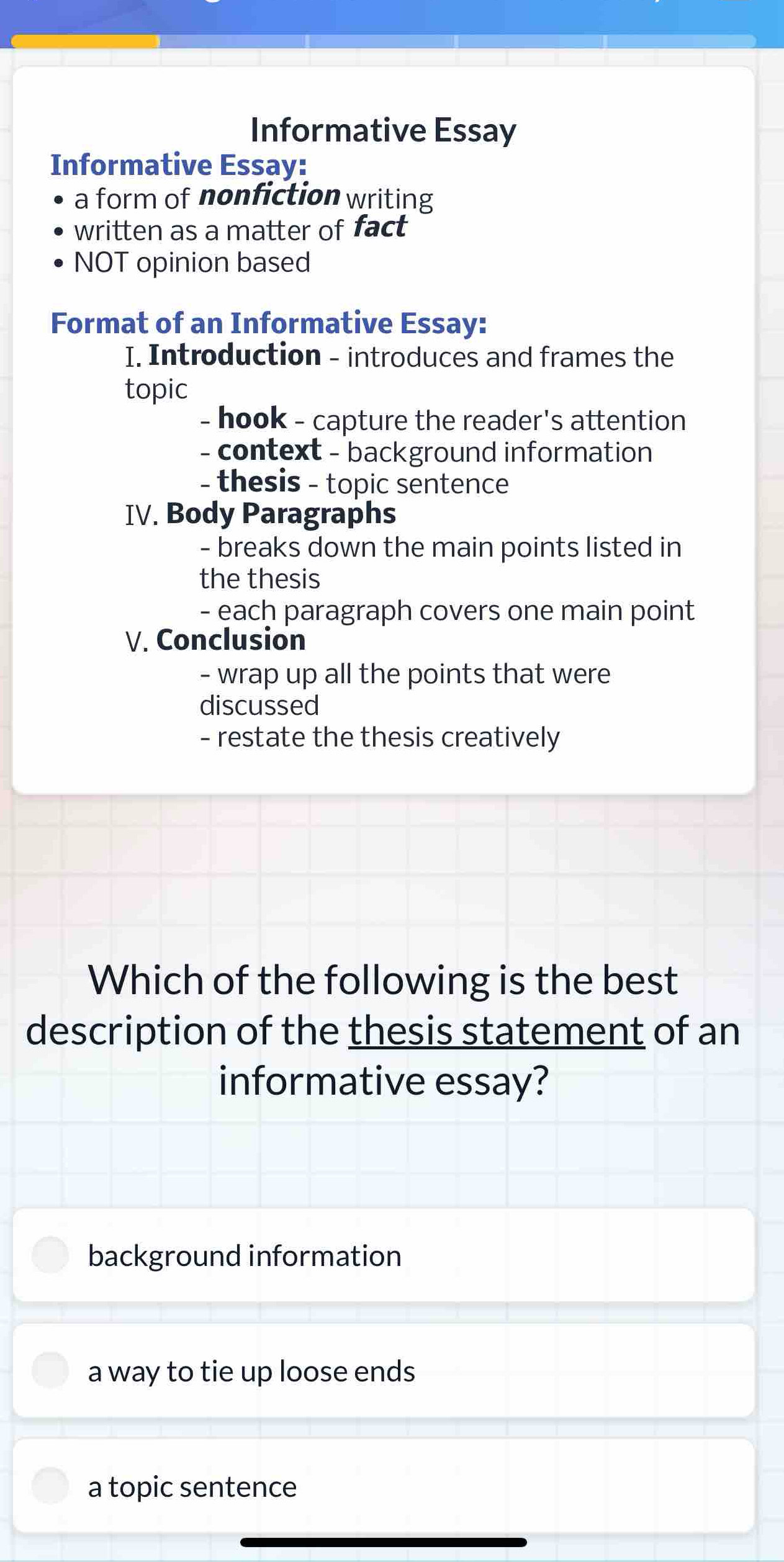 Solved: Informative Essay Informative Essay: a form of nonfiction ...
