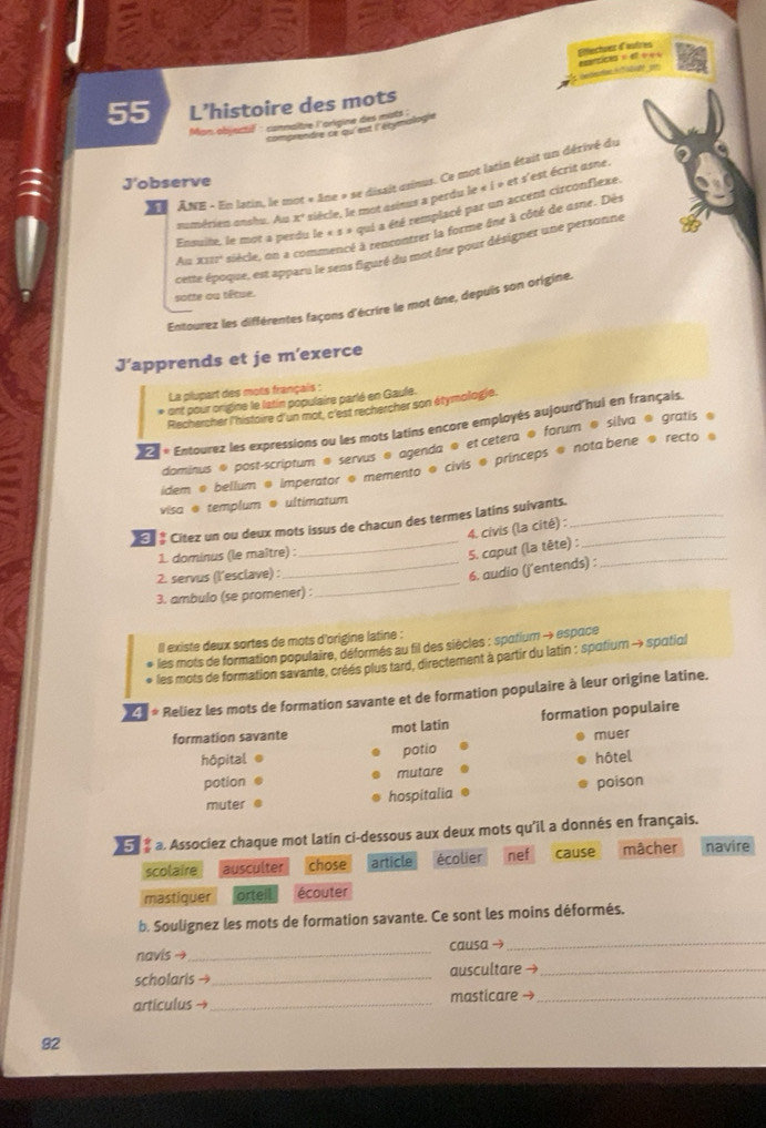 Résolu :Etlectves d'eutres ecencices =ef == 55 L’histoire des mots Man ...