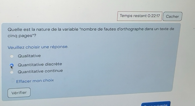 Solved: Temps restant 0:22:17 Cacher Quelle est la nature de la ...