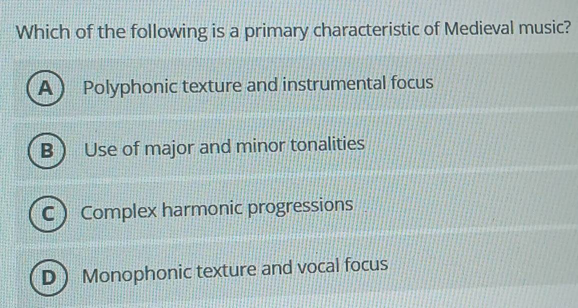Solved: Which of the following is a primary characteristic of Medieval ...