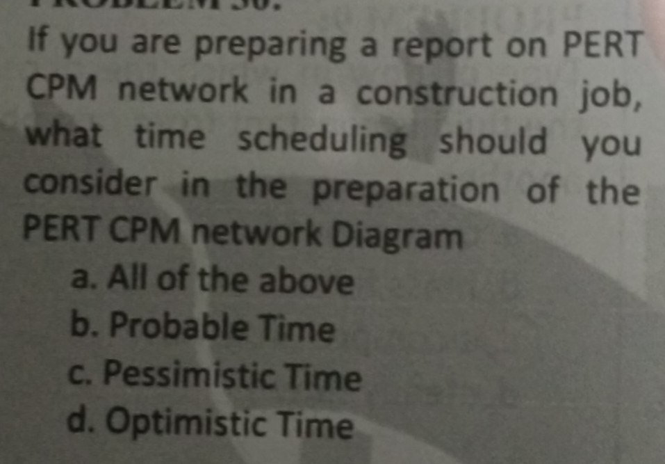 Solved: If you are preparing a report on PERT CPM network in a ...