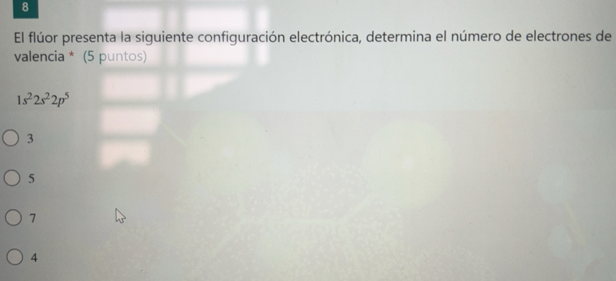 Resuelto:El flúor presenta la siguiente configuración electrónica ...