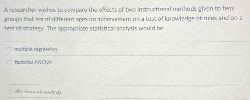 Solved: A researcher wishes to compare the effects of two instructional ...