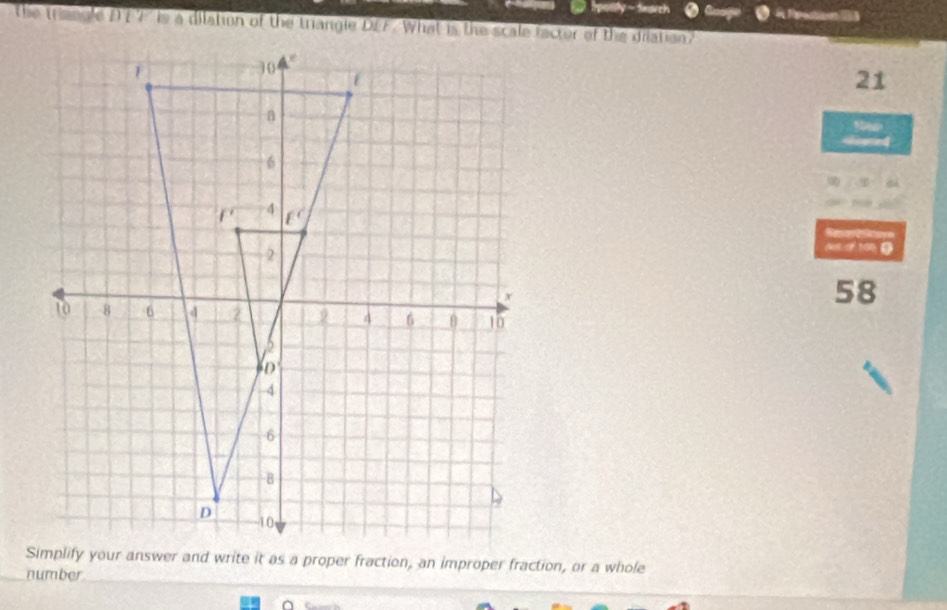Solved: porly - feach Farotoon the triangle DEF is a dilation of the ...