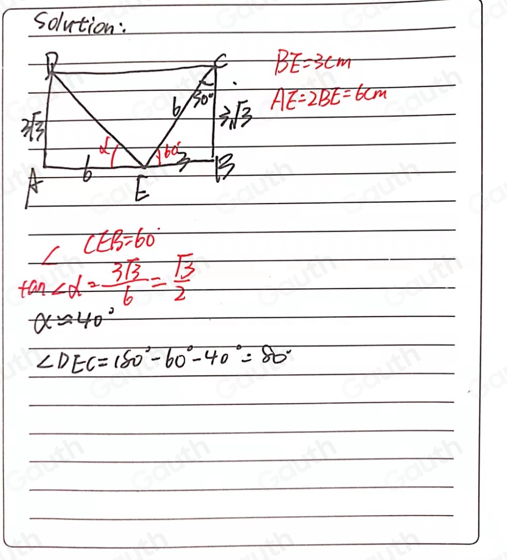 Selesai:The diagram shows a rectangle ABCD. E lies on AB such that AE ...