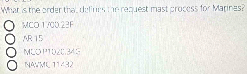 Solved: What is the order that defines the request mast process for ...