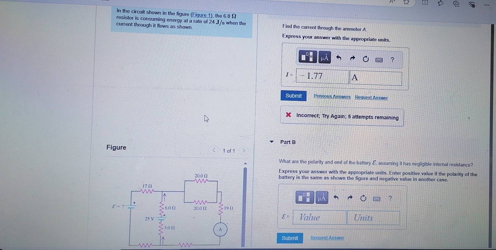 Solved: 7 .. In the circuit shown in the figure (Eigure 1), the 6.0 Ω ...