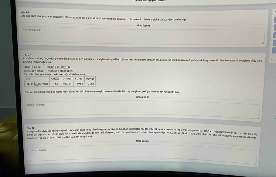 Giải quyết:Cho các chất sau: propane; acetylene, ethylene, trans-but-2 ...