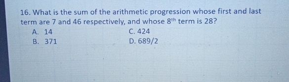 Solved: What is the sum of the arithmetic progression whose first and ...