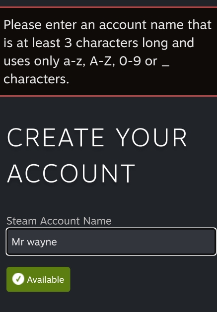 Solved: Please enter an account name that is at least 3 characters long and uses only a- z, A- Z ...