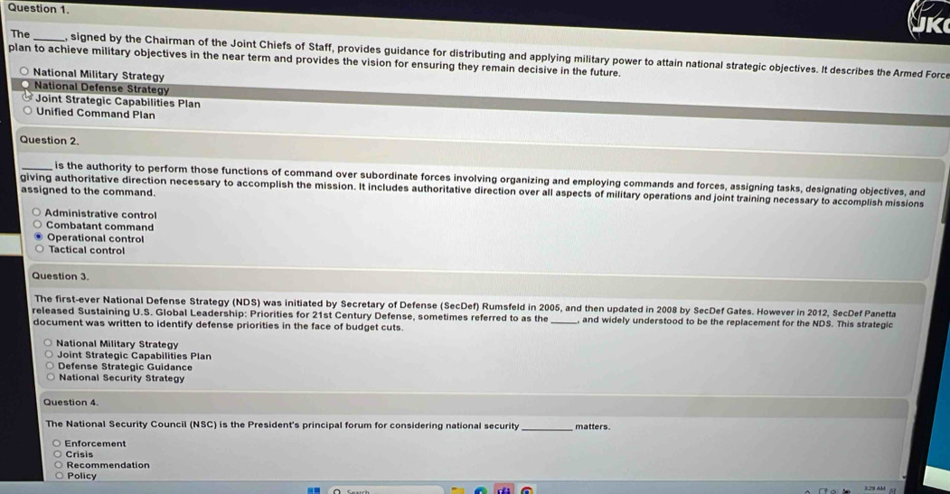 Solved: The _, signed by the Chairman of the Joint Chiefs of Staff ...