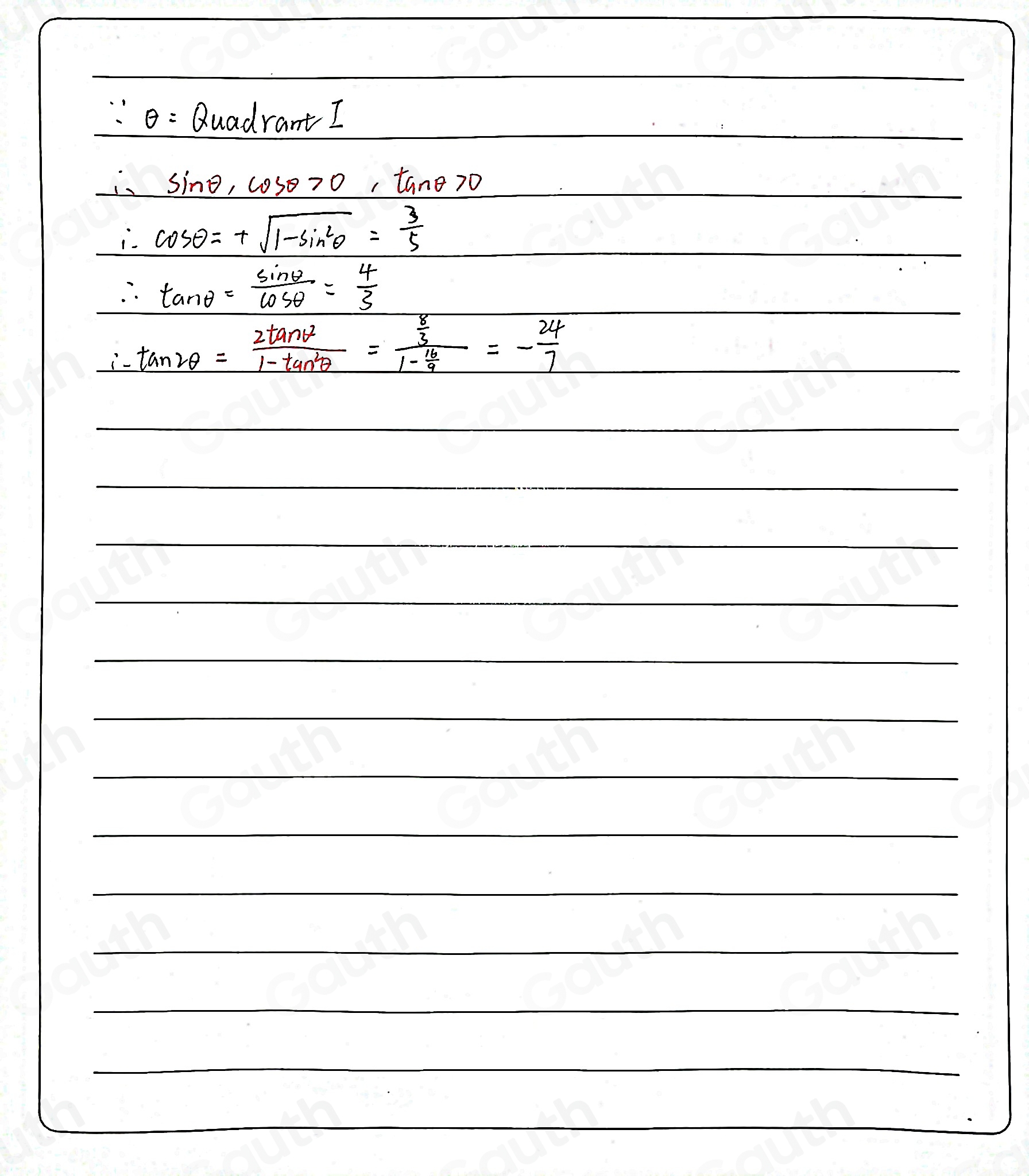 Solved: Given: sin θ = 4/5 and cos x=- 5/13 ; evaluate the following ...