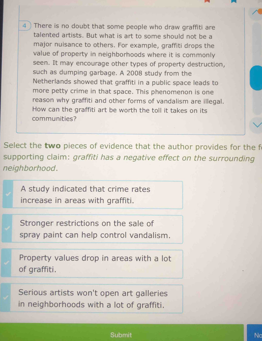 Solved: 4 There is no doubt that some people who draw graffiti are ...