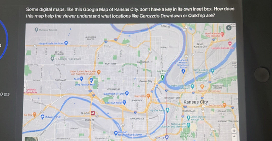 Solved: Some digital maps, like this Google Map of Kansas City, don't ...
