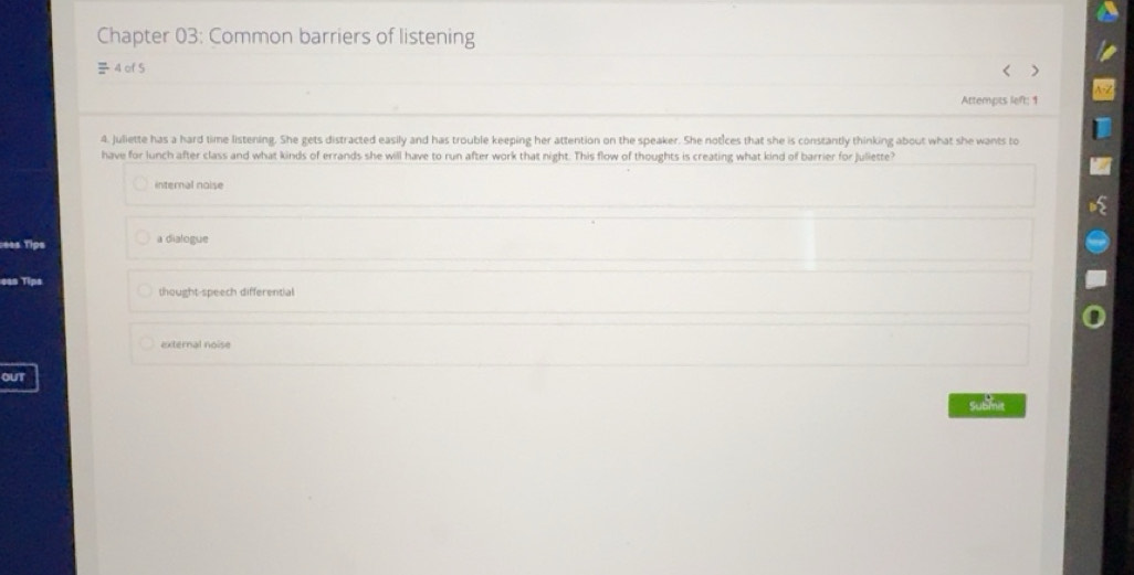 Solved: Chapter 03: Common barriers of listening 4 of 5
