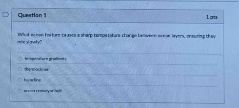 Solved: What ocean feature causes a sharp temperature change between ...
