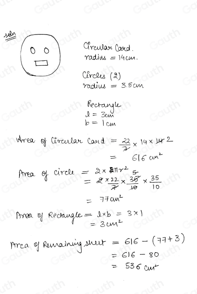 Solved: From a circular card sheet of radius 14 cm, two circles of ...