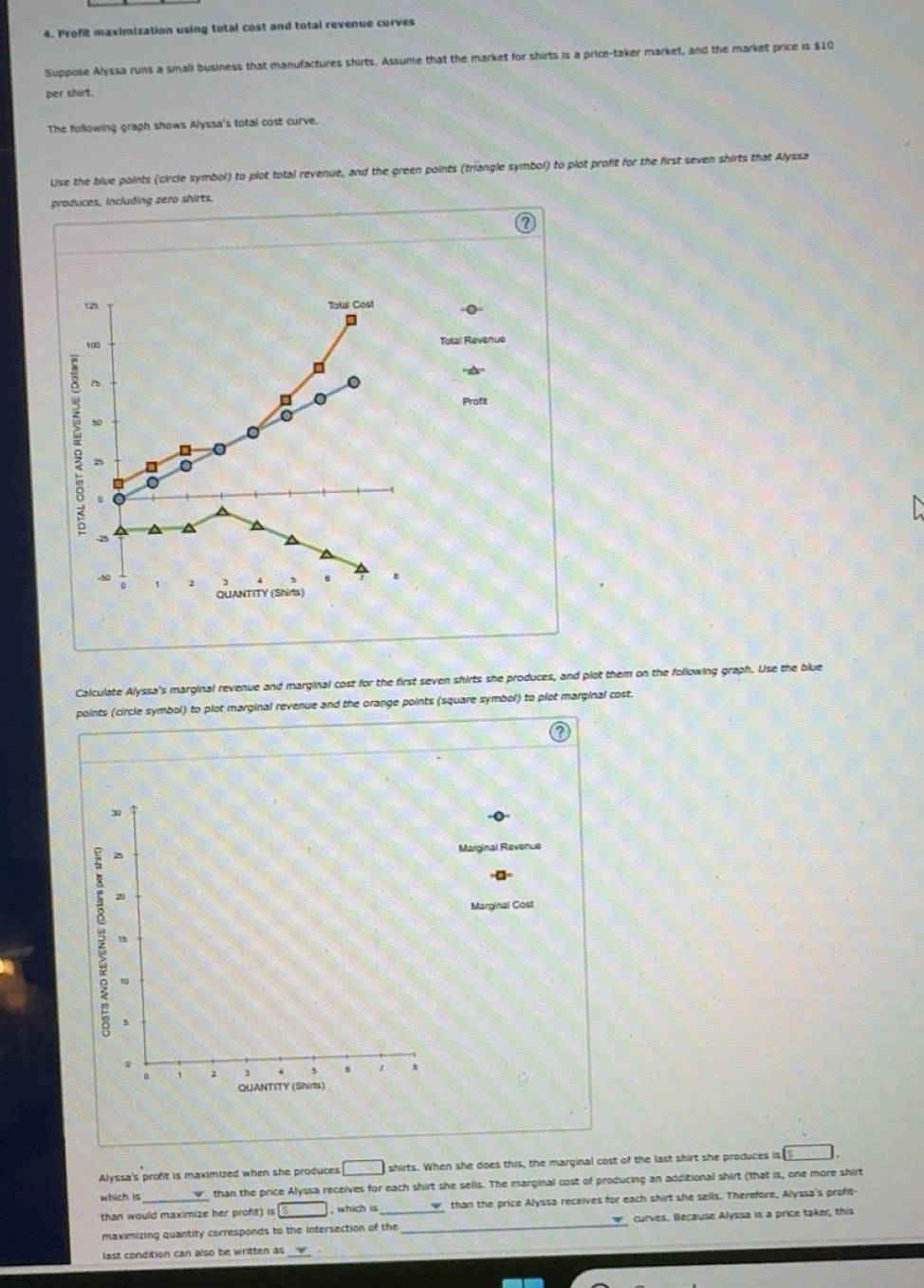 Solved: Profit maximization using total cost and total revenue curves ...