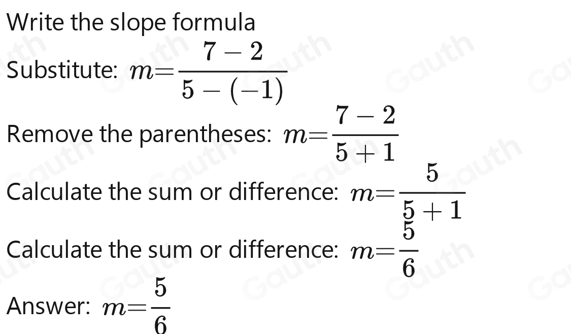 Solved: A line is drawn on a graph using the points (-1,2) and (5,7) as ...