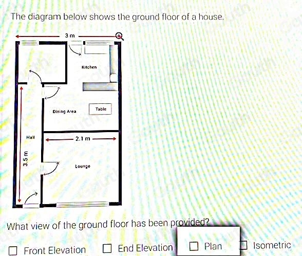 Solved: The diagram below shows the ground floor of a house. What view ...