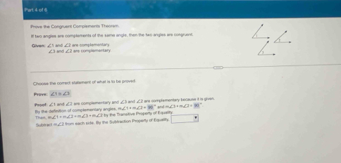 Solved: Prove the Congruent Complements Theorem. Iff two angles are ...