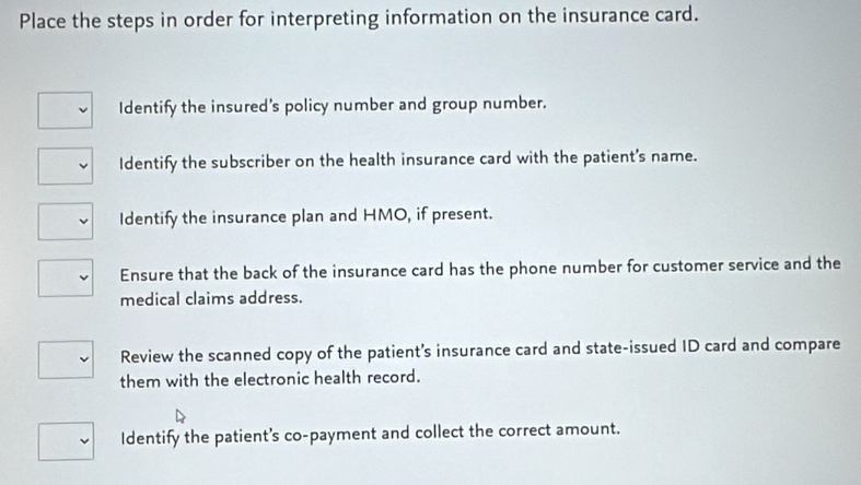 Solved: Place the steps in order for interpreting information on the ...